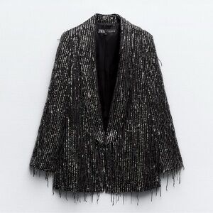 Zara | Jackets & Coats | Zara Fringe Blazer Limited Edition Blogger Fav ...